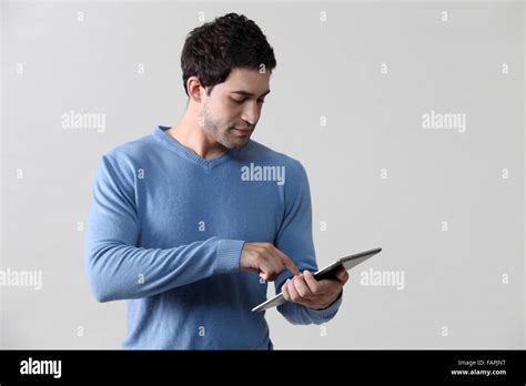 Man With A Mobile Computer Stock Photo Alamy