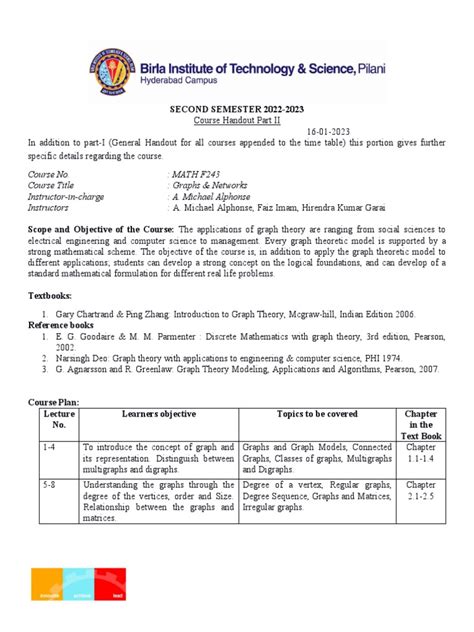 Math F243 Handout Pdf Graph Theory Discrete Mathematics