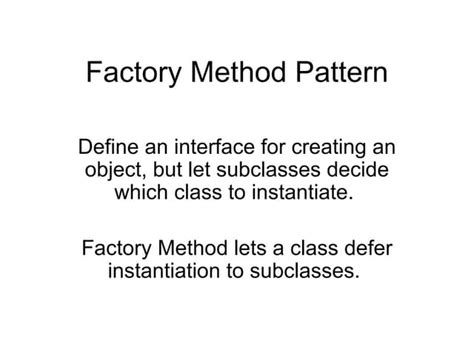 Factory Method Design Pattern Ppt