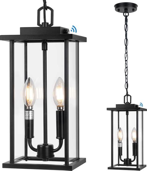 Siafavoi Large 16 Dusk To Dawn Outdoor Pendant Light Metal And Glass