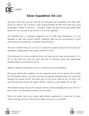 Fillable Online Teen Starting DofE What You Actually Need For Your Fax Email Print PdfFiller