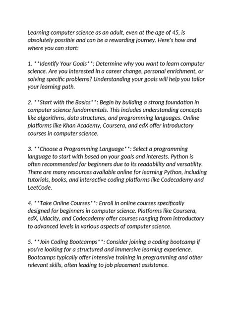 Learning Computer Science As An Adult Pdf Computer Programming