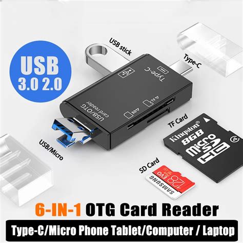 6 In 1 OTG Card Reader USB 3 0 Micro Type C To Micro SD TF Adapter Smart Memory SD Flash