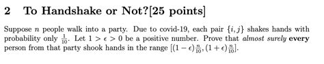 Solved To Handshake Or Not Points Suppose N People Chegg Com