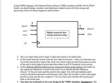 Solved Using Vhdl Language Intel Quartus Prime Software Vhdl Simulator And De 10 Lite Fpga