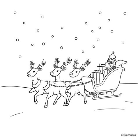 トナカイ クリスマスのぬりえ