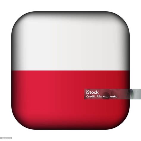 폴란드의 국기와 유리 빛 공 제곱된 템플릿 아이콘입니다 폴란드 국가 상징 광택 사실큐브 3d 추상 벡터 일러스트가 강조 표시됩니다 큰 사분면 포스퀘어 3차원 형태에 대한