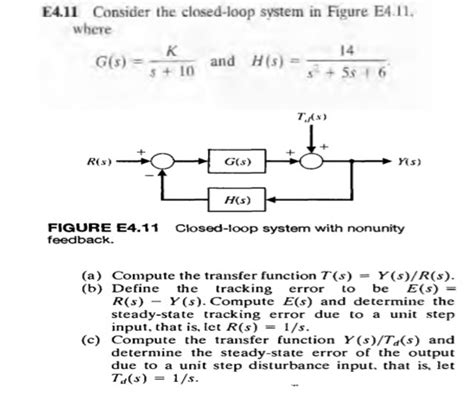 Solved Ea11 Consider The Closed Loop System In Figure E411