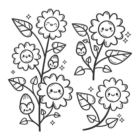 손으로 그린 꽃 일러스트레이션 무료 벡터