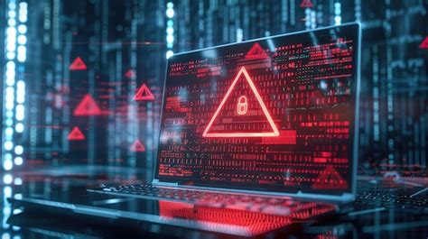 Premium Photo System Hacked Warning Alert On Notebook Laptop Cyber Attack On Computer Network
