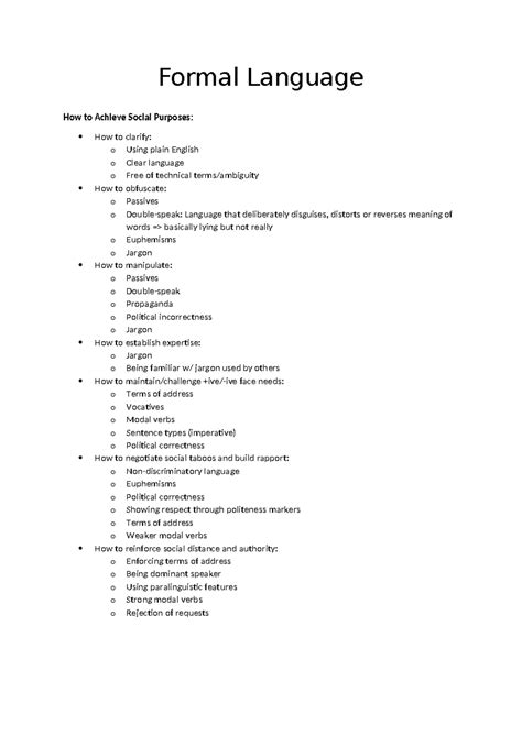 Formal Language Formal Language How To Achieve Social Purposes How
