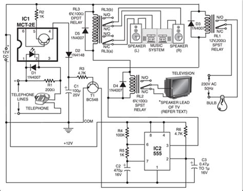Telephone Line Based Audio Muting And Light On Circuit