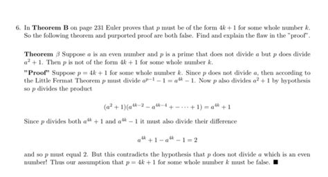 Solved 6 In Theorem B On Page 231 Euler Proves That P Must Chegg Com