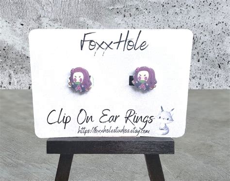 Custom Nezuko Themed Clip On Shrink Plastic Earrings Etsy