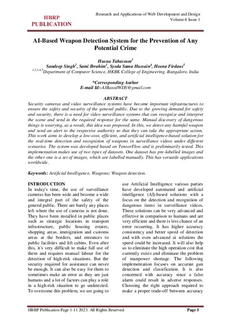 Pdf Ai Based Weapon Detection System For The Prevention Of Any Potential Crime