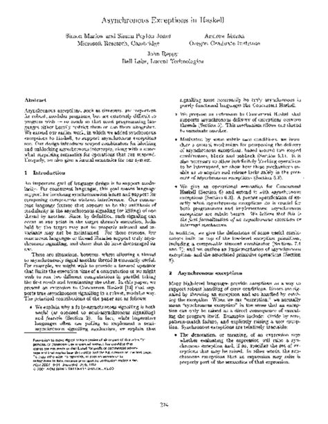 Pdf Asynchronous Exceptions In Haskell