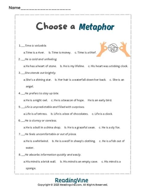 Figurative Language Worksheets Readingvine