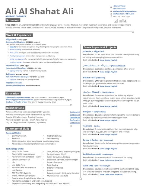Ali Al Shahat Android Engineer Pdf Android Operating System