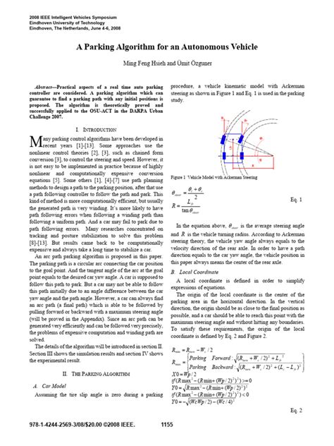 A Parking Algorithm For An Autonomous Vehicle Pdf
