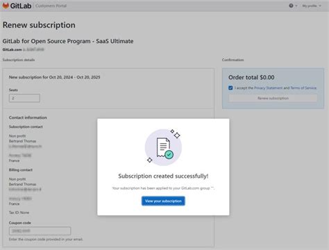 happy to have my gitlab open source subscription renewed bertrand thomas