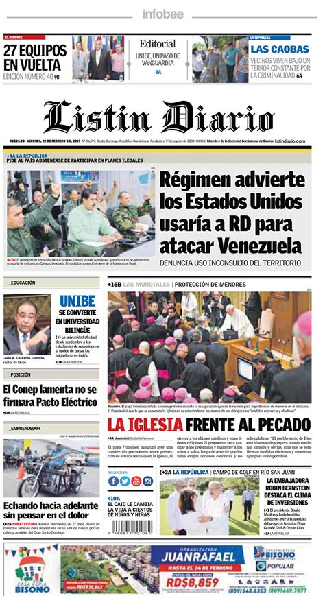 Listín Dominicana 22 De Febrero De 2019 Infobae
