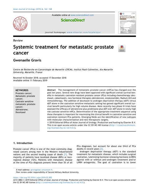 Pdf Systemic Treatment For Metastatic Prostate Cancer