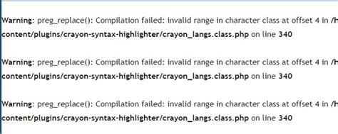 php 7 3 にバージョンアップ後 crayon syntax highlighter プラグインで warning preg