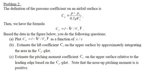 Problem 2 The Definition Of The Pressure Coefficient
