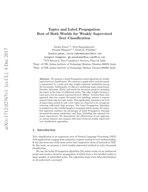 Pdf Topics And Label Propagation Best Of Both Worlds For Weakly Supervised Text Classification