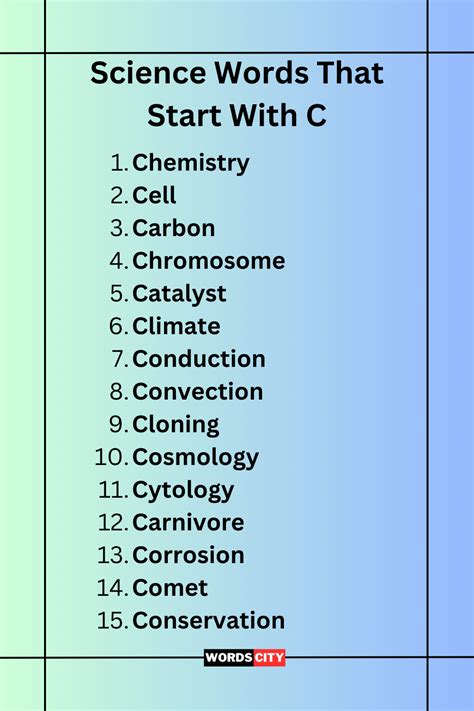 Science Words That Start With C Words City