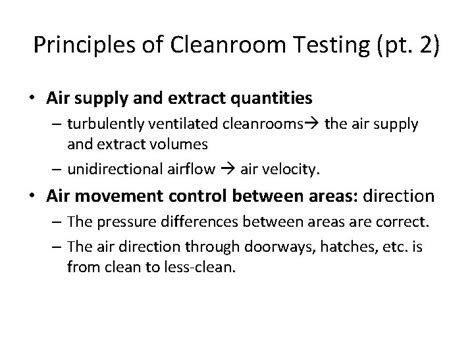 Cleanrooms Testing And Monitoring Principles Of Cleanroom Testing