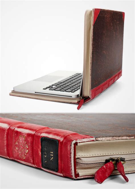 Old Leather Book Laptop Case Bored Panda
