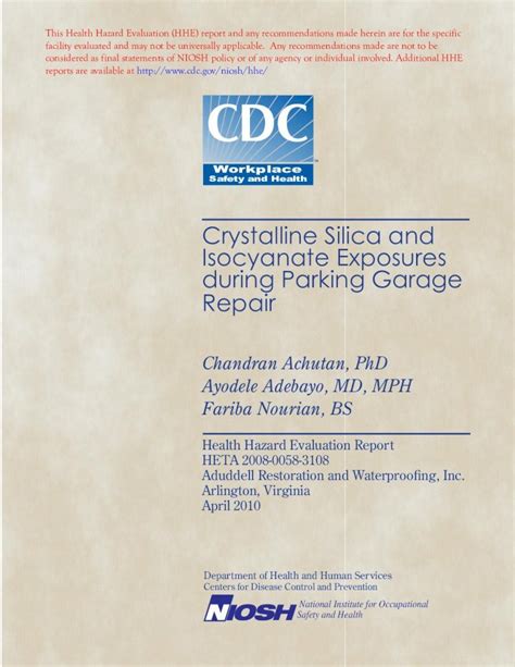 Pdf Crystalline Silica And Isocyanate Exposures During Parking