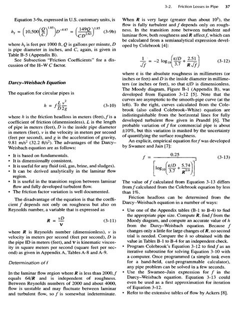 Darcy Weisbach Equation Pdf Plumbing Soft Matter