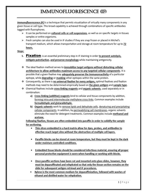 Immunofluorescence Pdf Fixation Histology Immunofluorescence