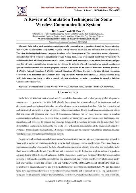 Pdf A Review Of Simulation Techniques For Some Wireless Communication System