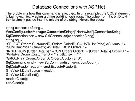 PPT Database Connections With ASP Net PowerPoint Presentation Free Download ID 611227