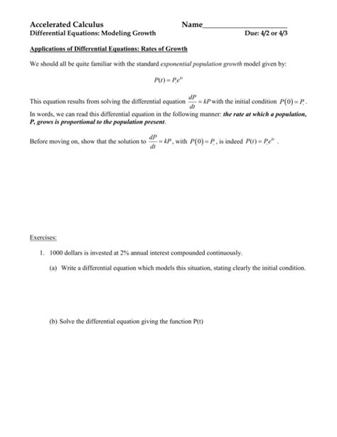 Modeling Using Differential Equation