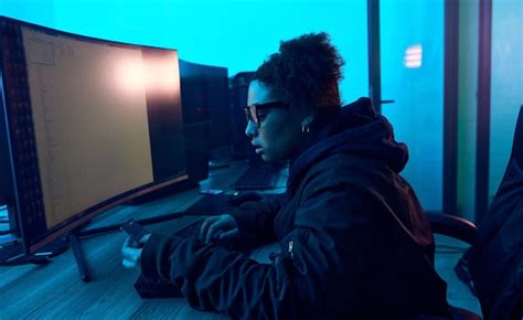Premium Photo Computer Credit Card And Night Hacker Hacking Online Software Fintech Or Fraud
