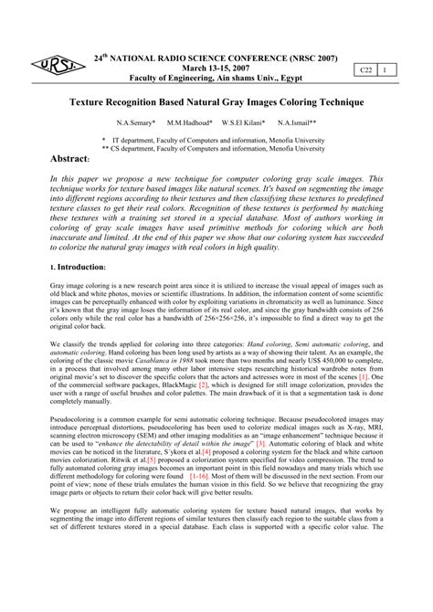 PDF Texture Recognition Based Natural Gray Images Coloring Technique