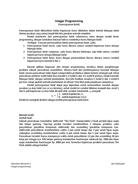Integer Programming Pdf