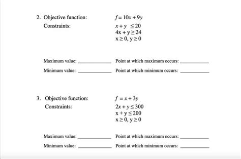 Solved 2 Objective Function Constraints F 10x 9y X Y