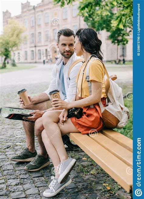 Handsome Man Holding Map And Paper Stock Photo Image Of Togetherness Casual 238873790