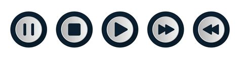 Multimedia Player Icons Set Play Button Pause Button Next Forward
