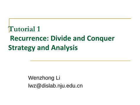 Pdf Tutorial 1 Recurrence Divide And Conquer Strategy And Analysis