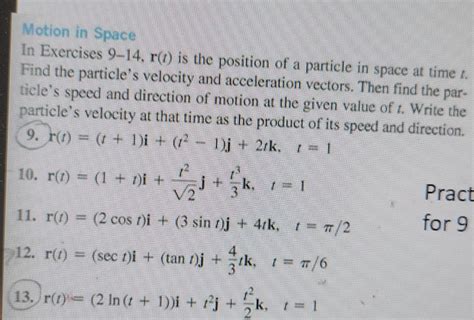 solved motion in space in exercises 9 14 r is the