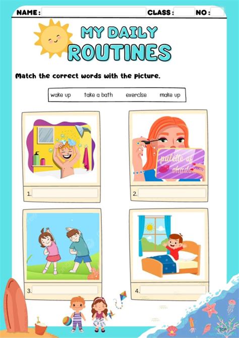 แบบฝึกหัดกิจวัตรประจำวัน Interactive Worksheet Topworksheets