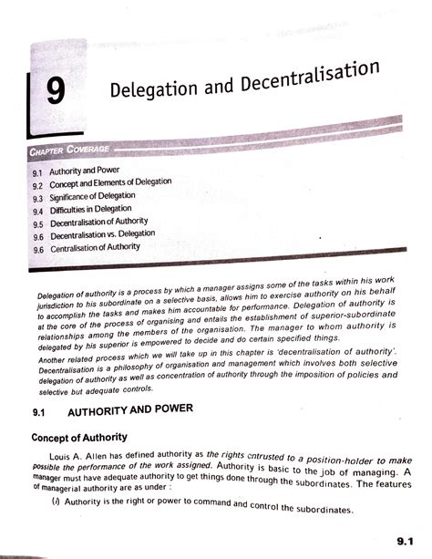 Delegation And Decentralisation 9 Delegation And Decentralisation Chapter Coverage 9 Authority