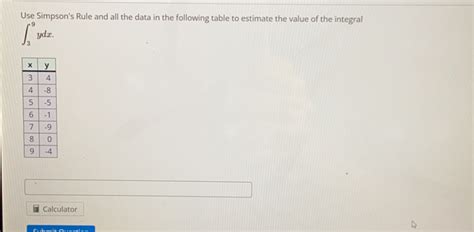 solved use simpson s rule and all the data in the following table to