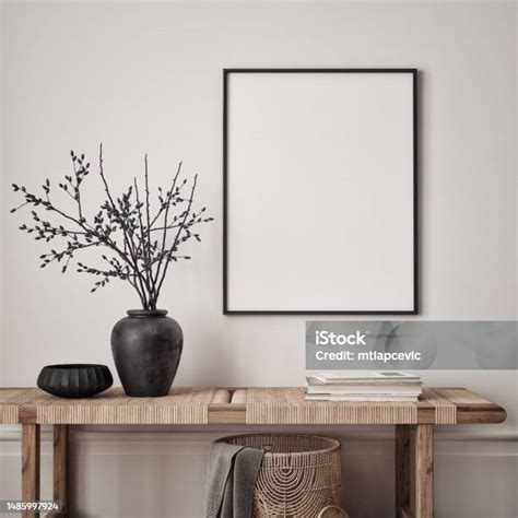 거실 벽에 모형 포스터 프레임 현대적인 디자인의 고급스러운 아파트 배경 현대적인 인테리어 디자인 3d 렌더링 3d 일러스트레이션 거실에 대한 스톡 사진 및 기타 이미지